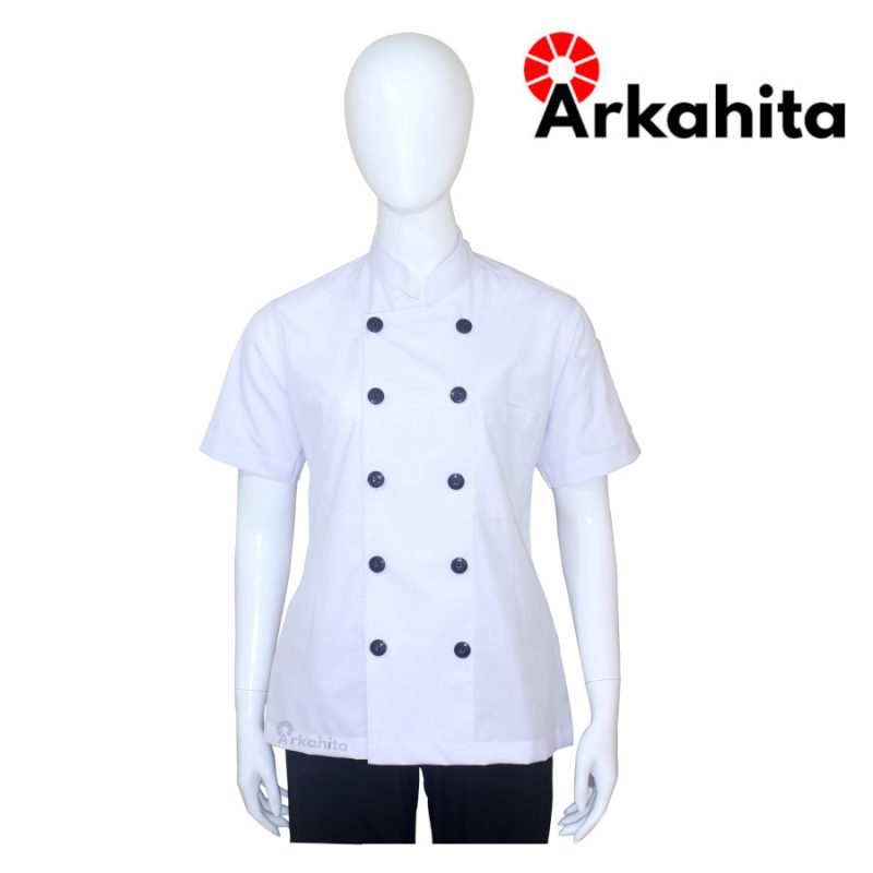 Baju Chef, Lengan Panjang, Putih, Lis Hitam, CL104 – Baju Chef, Baju ...