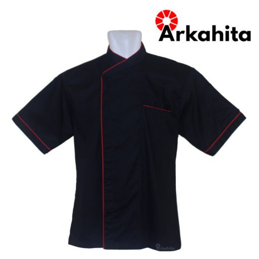 Baju Chef, Lengan Panjang, Putih, Lis Hitam, CL105 – Baju Chef, Baju ...