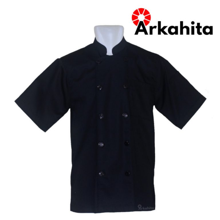 Baju Chef, Lengan Panjang, Putih, Lis Hitam, CL105 – Baju Chef, Baju ...
