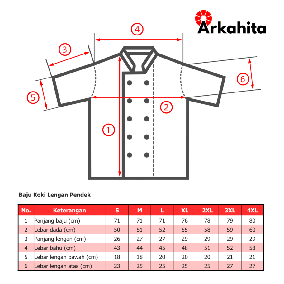 Baju Chef, Lengan Pendek, Putih, CS101 – Baju Chef, Baju Koki, Celemek ...